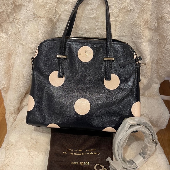 kate spade | Bags | Kate Spade Navy With Blush Polka Dot Pursesatchel ...